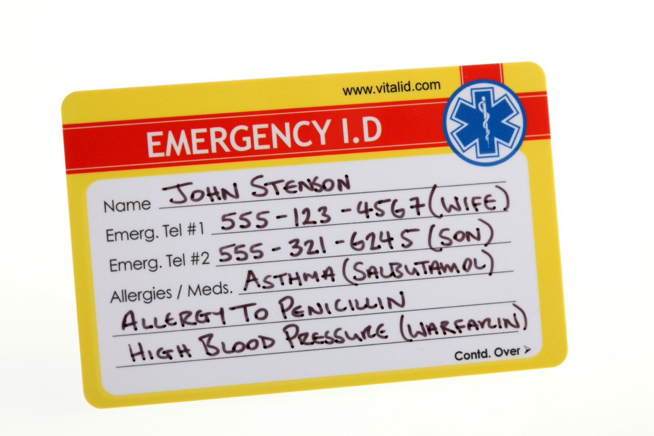 Emergency ID Card Emergency Medical Id Card Vital ID Emergency ID Card Emergency Medical Id Card Vital ID