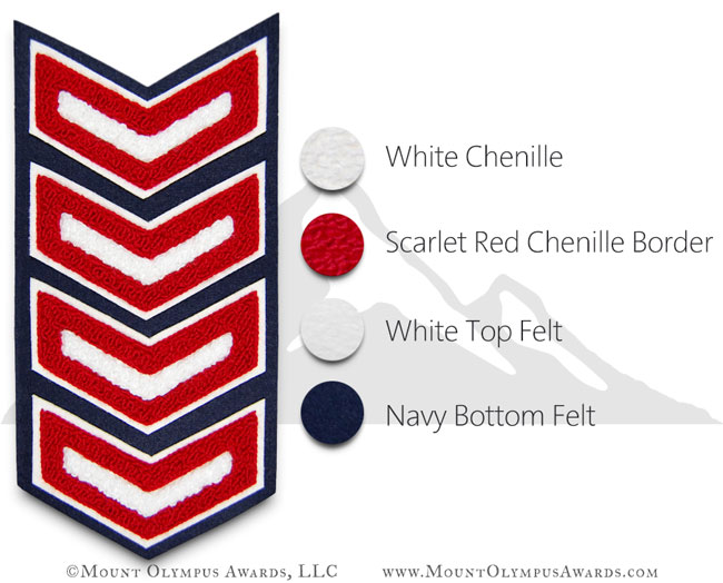 4 Bar Double Felt Varsity Jacket Chevron with Chenille Border