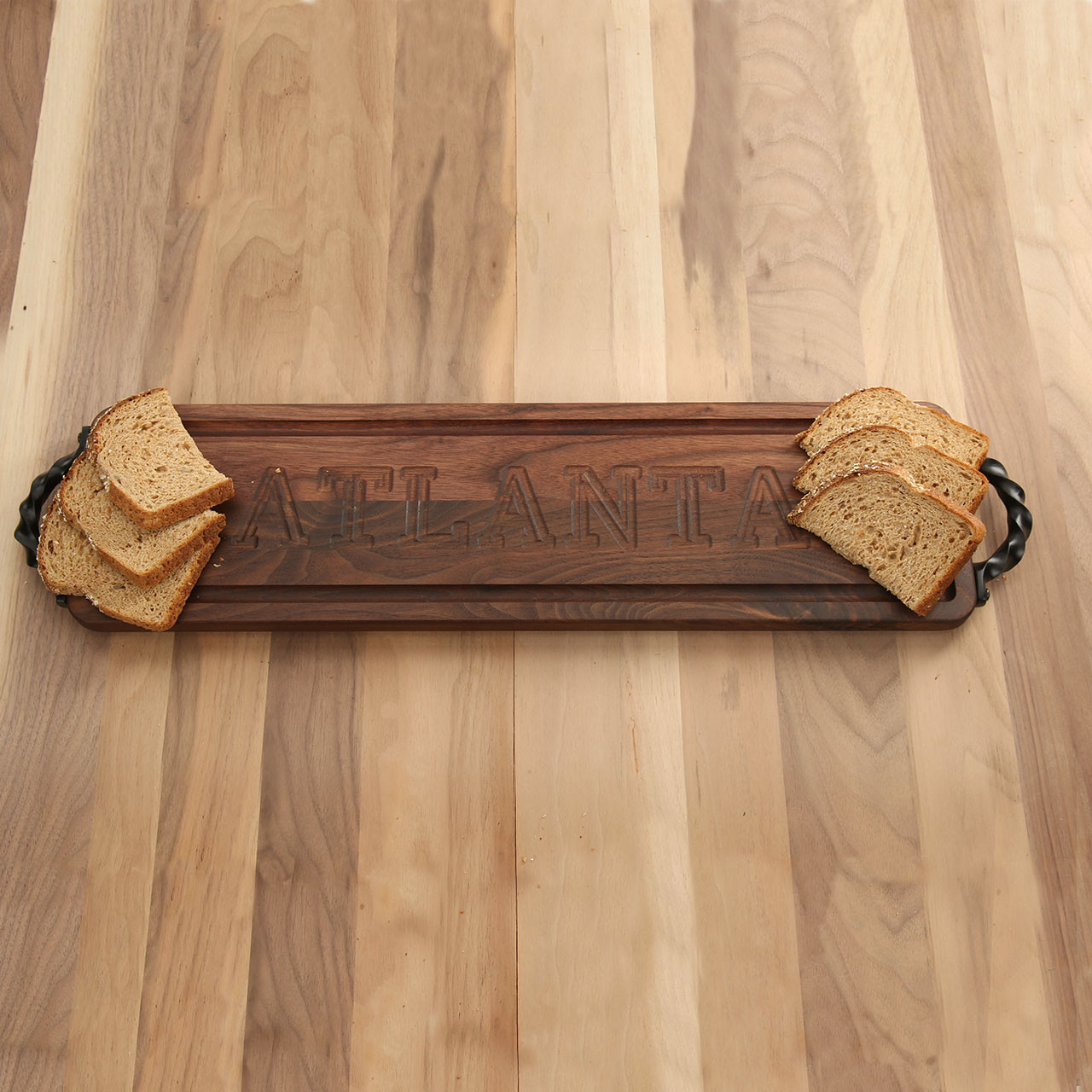 Carved City Walnut Bread Board - Cuttingboards.net- Bamboo Custom ...