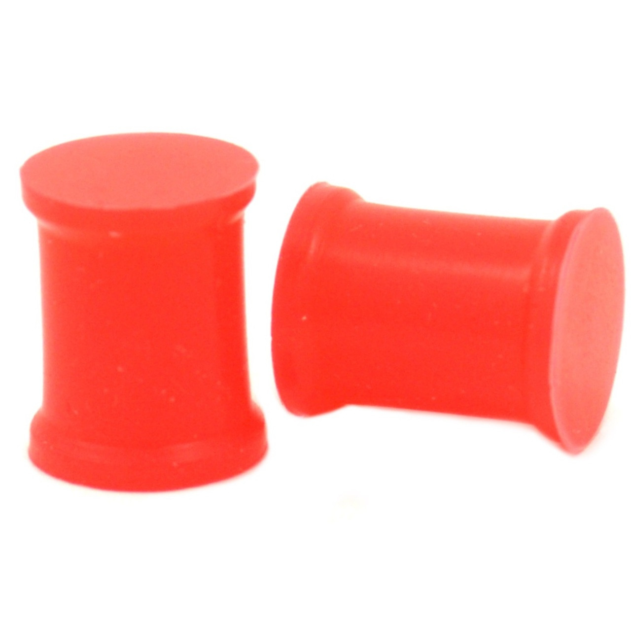 Red Solid Silicone Double Flared Ear Plugs (8g-1") | BodyDazz.com
