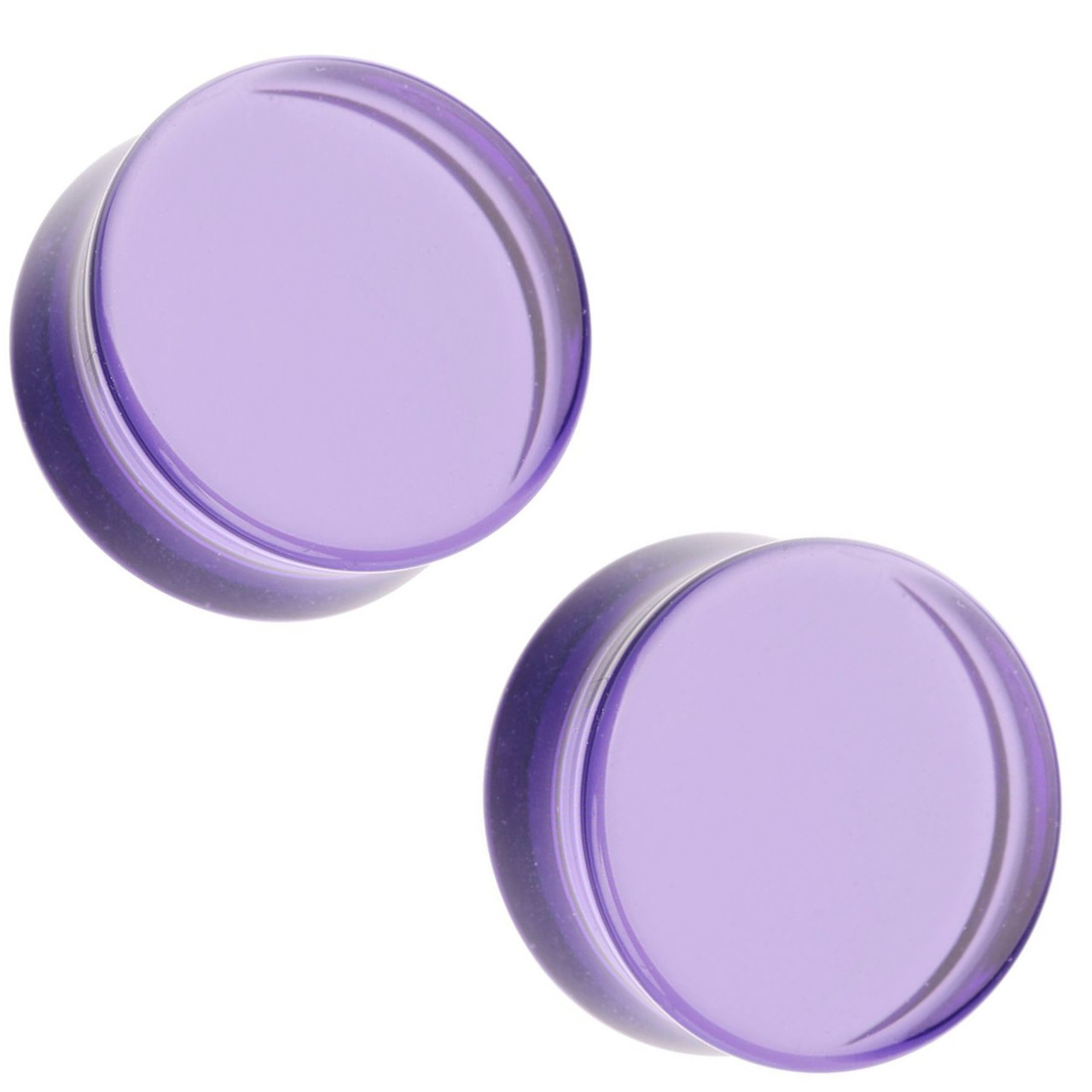 Purple Flat Glass Plugs Double Flared (2g-1") | BodyDazz.com