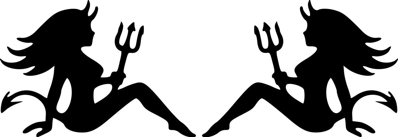 Pair Mudflap Devil Woman Vinyl Decal Stickers Trucker Seated Lady
