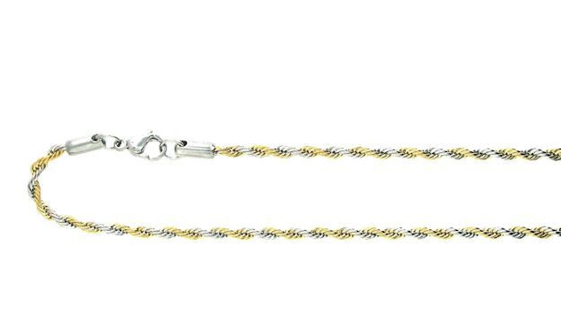 Stainless Steel Two Tone Rope Chain - keys love jewelry