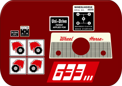 1963 WHEEL HORSE 633 DECAL SET - Redo Your Horse