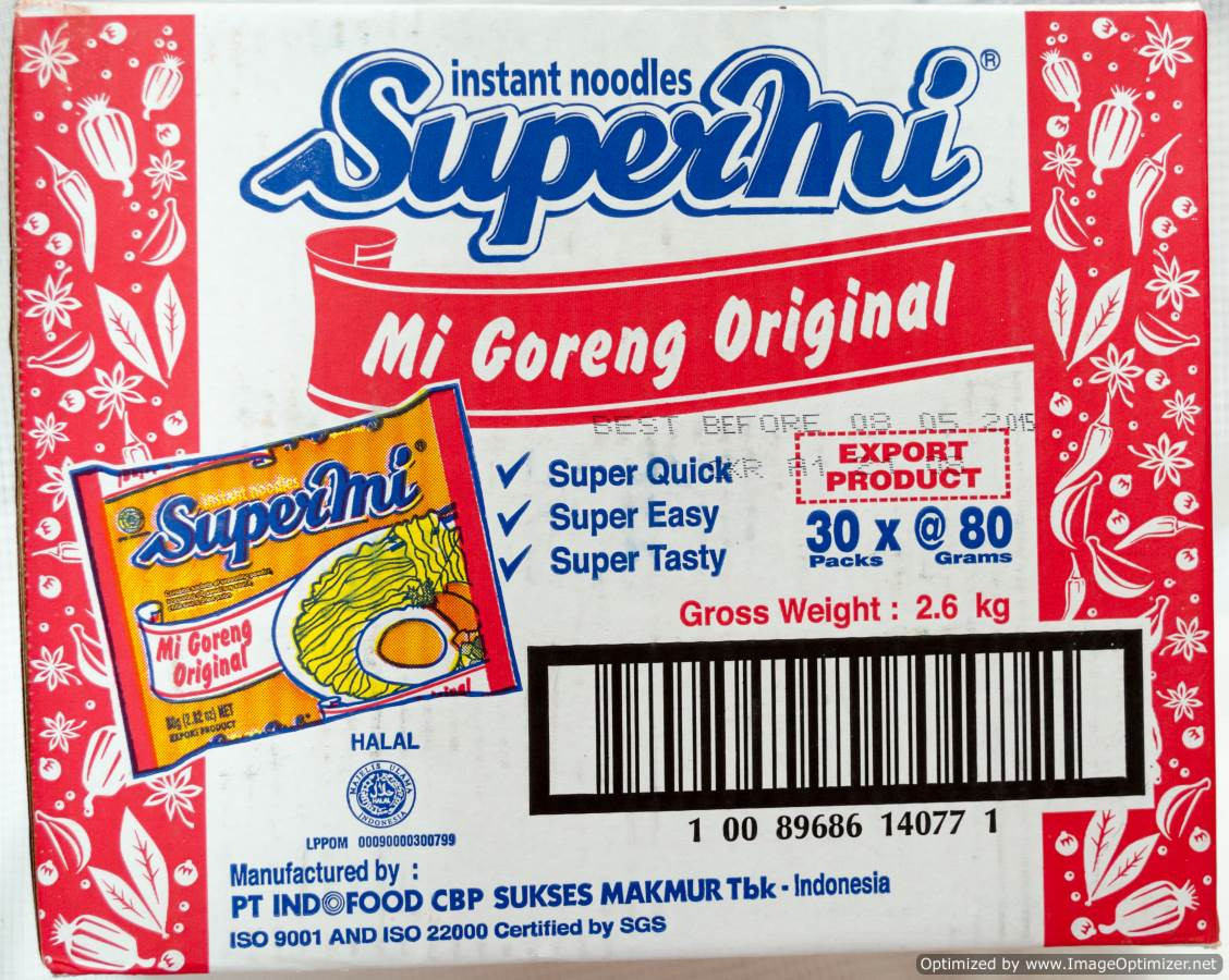 Supermi Mi Goreng Original Instant Noodle 30 x 80g - Fairdinks