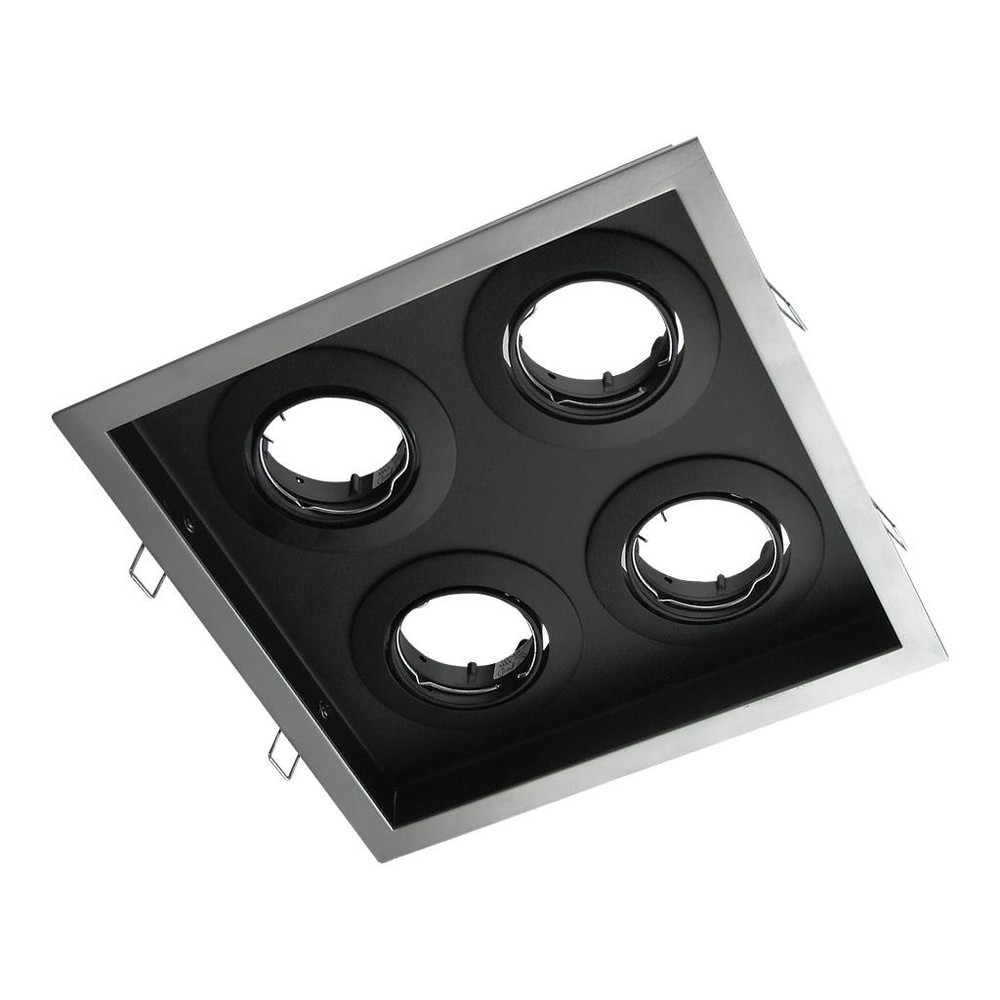 Square Slimline Four Light Downlight Frame - Silver Frame | Lighting Style