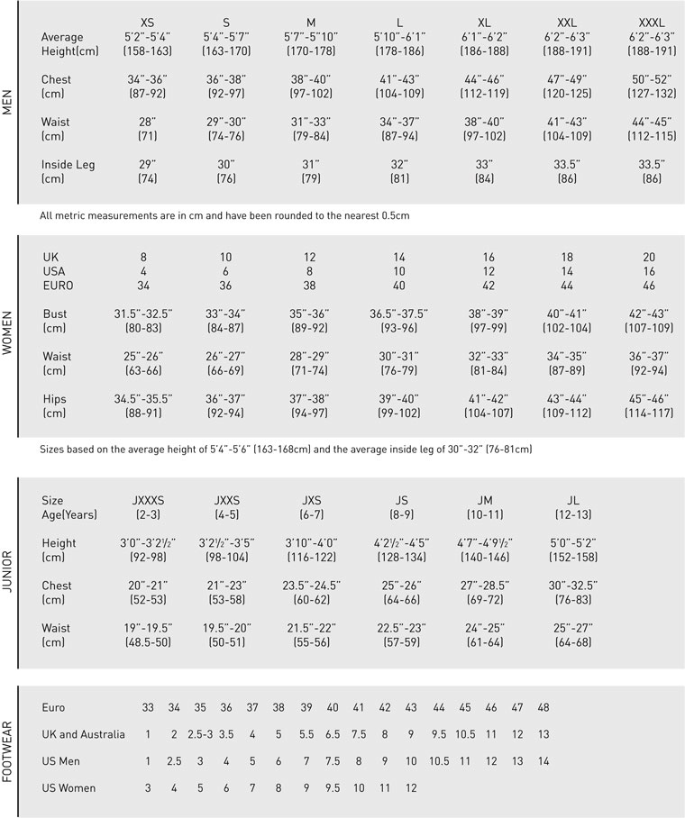 Size Guides | Peak Dinghy