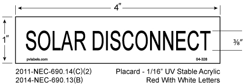 Solar Placards - Solar Disconnect NEC 690.14(C)(2) | PV Labels