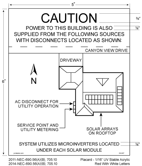 Solar Placard - PLOT MAP - EQUIPMENT LAYOUT | PV Labels