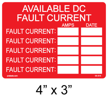 2020 NEC 712.65(A)(B) - Available DC Fault Current Label | PV Labels