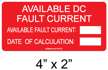 2020 NEC 712.65(A)(B) - Available DC Fault Current Label - Write In ...