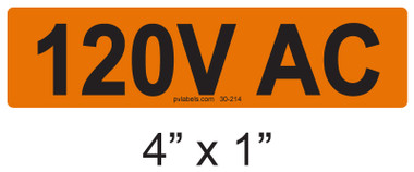 120V AC Label - Voltage Orange with 11/16" Black Letters