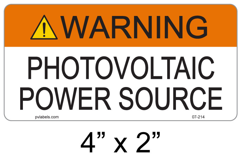 ANSI Solar Warning Sign 07-214 PV Labels