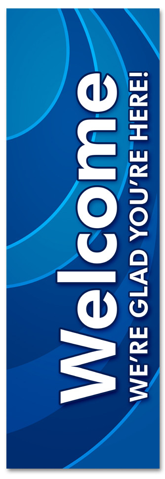 WC095 Welcome Waves Blue - Church Banners .com