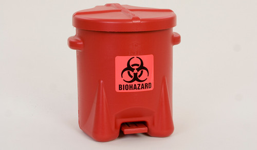 Eagle 943BIO 6 Gal BioHazardous Red Poly Waste Can