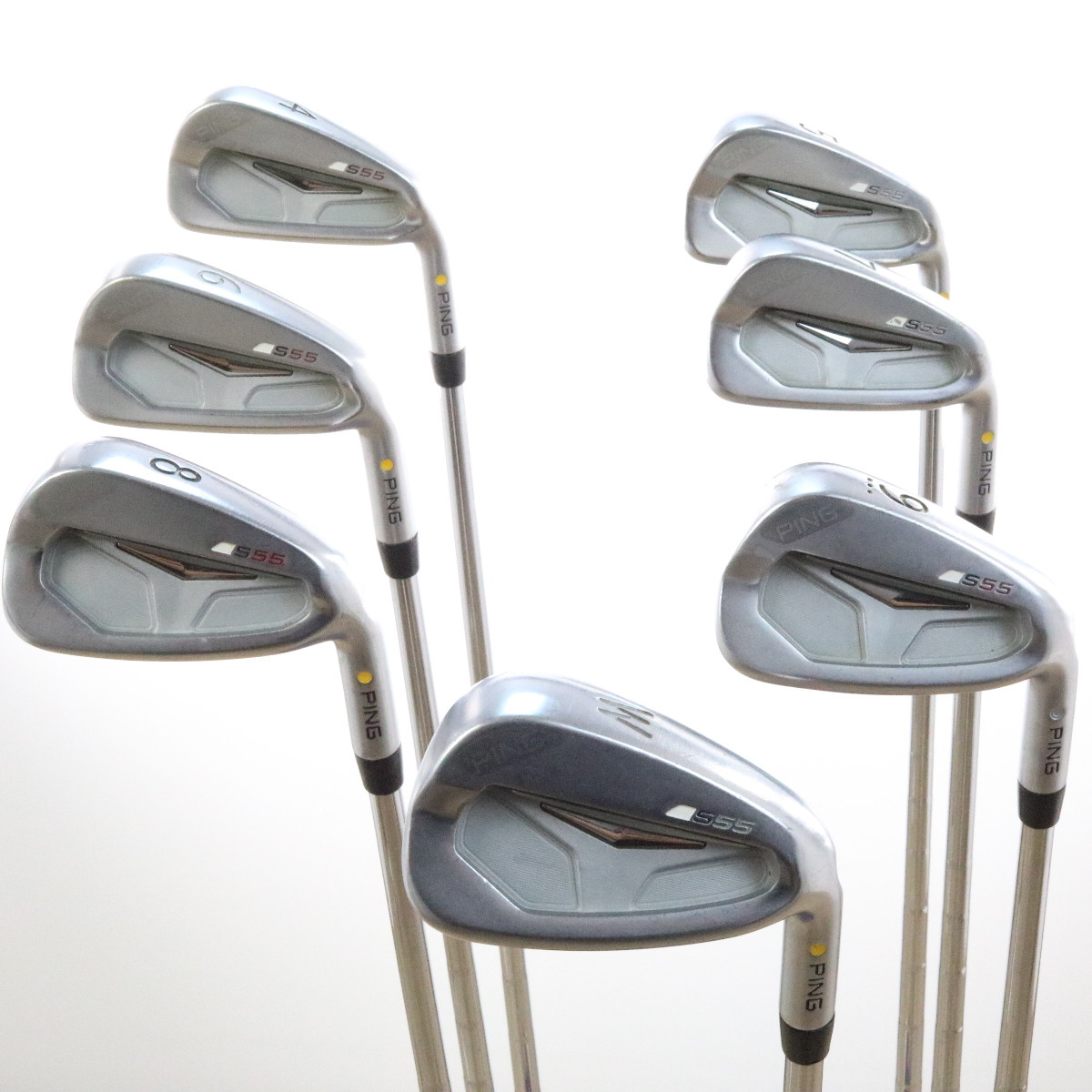 Ping S55 Iron Set 4-W Yellow Dot KBS Steel Shaft Stiff Flex Right ...
