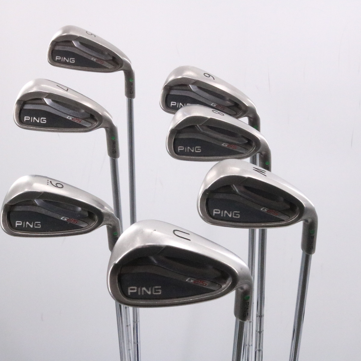 Ping G25 Iron Set 5-W,U Green Dot CFS Steel Shaft Regular Flex 65847A ...