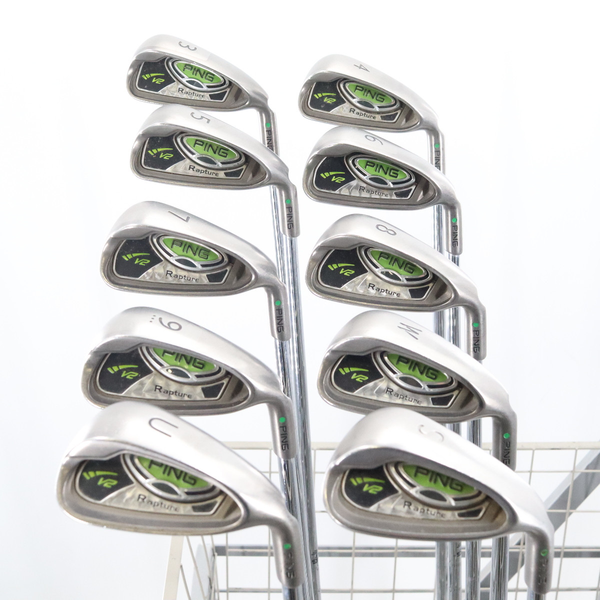 Ping Rapture V2 3-W,U,S Iron Set Green Dot Steel AWT Shaft Regular Flex ...