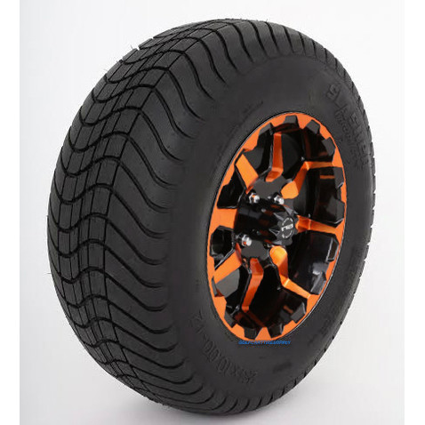 12" STI HD6 Radiant ORANGE & Black Golf Cart Wheels & 23" DOT Tires ...