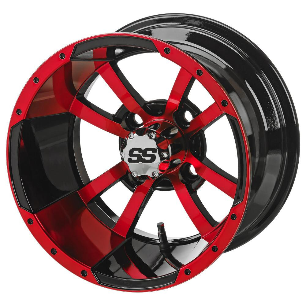 12" STORM TROOPER Black/ RED Golf Cart Wheels - Set of 4 | Golf Cart ...