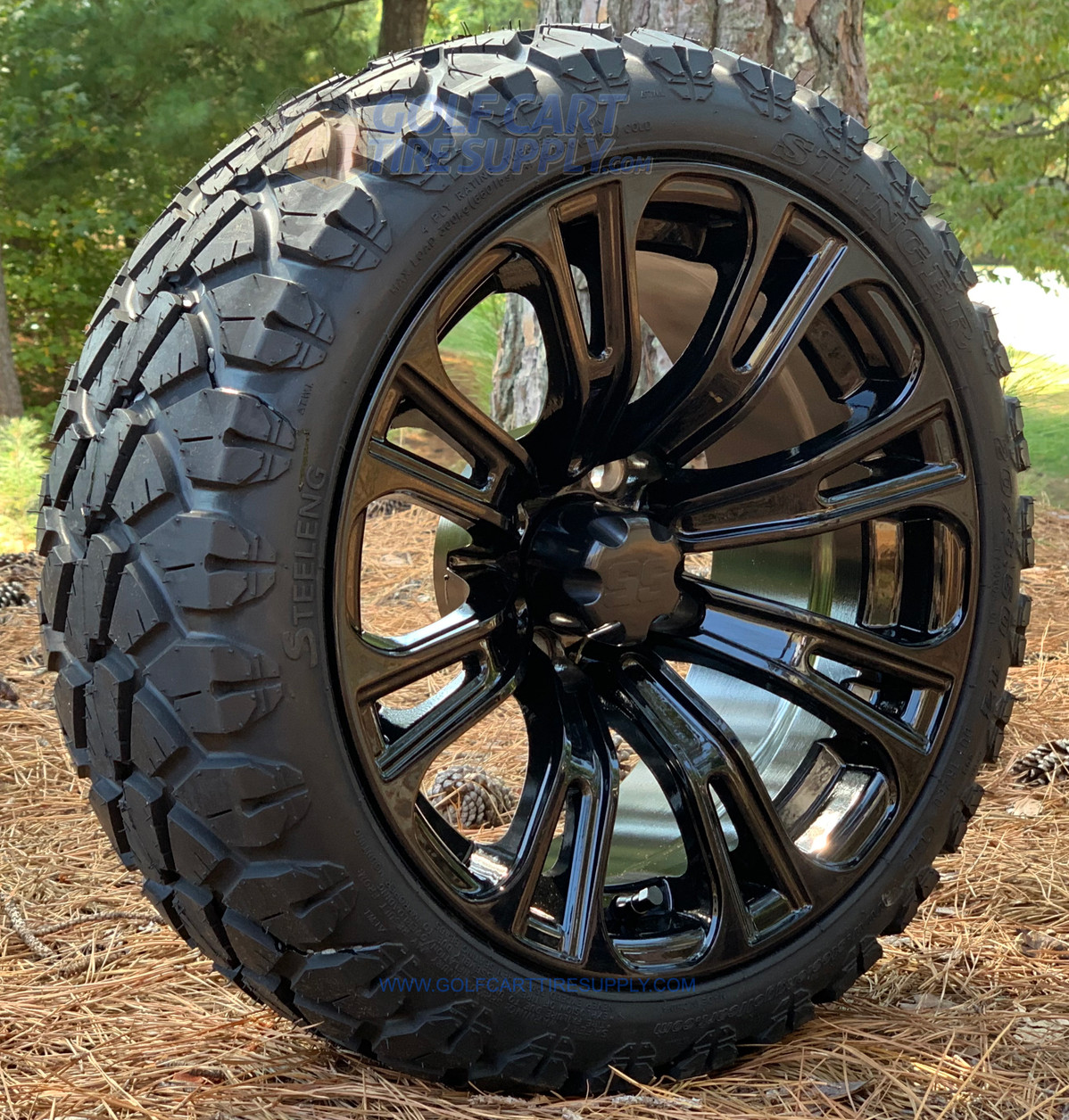 14" Voodoo Gloss Black Wheels and 20x8.50-14 STINGER DOT All Terrain ...