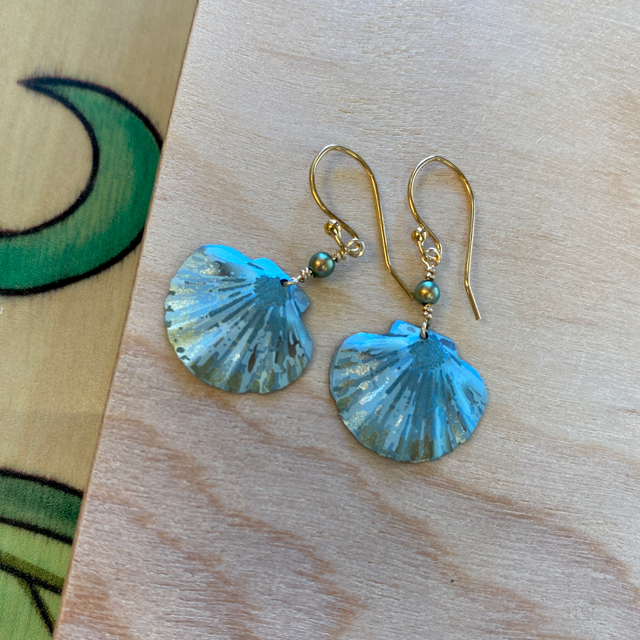 HOLLY YASHI Sage Fanciful Clam Shell Earrings