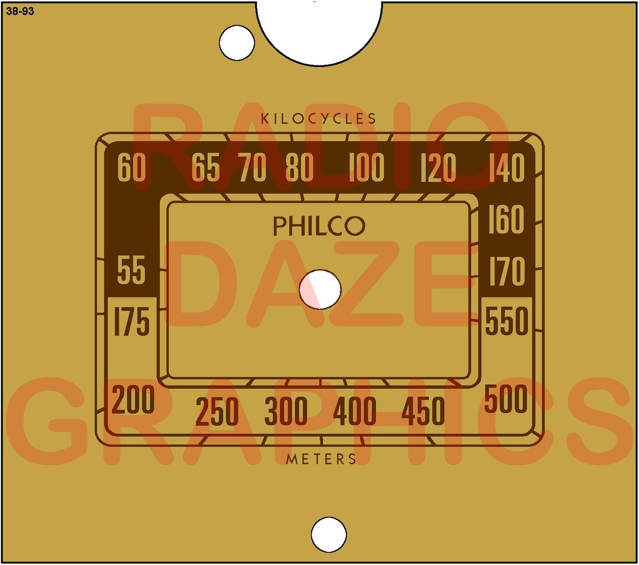 Philco 38-93B late square Dial (Item: DS-A128) - Radio Daze LLC