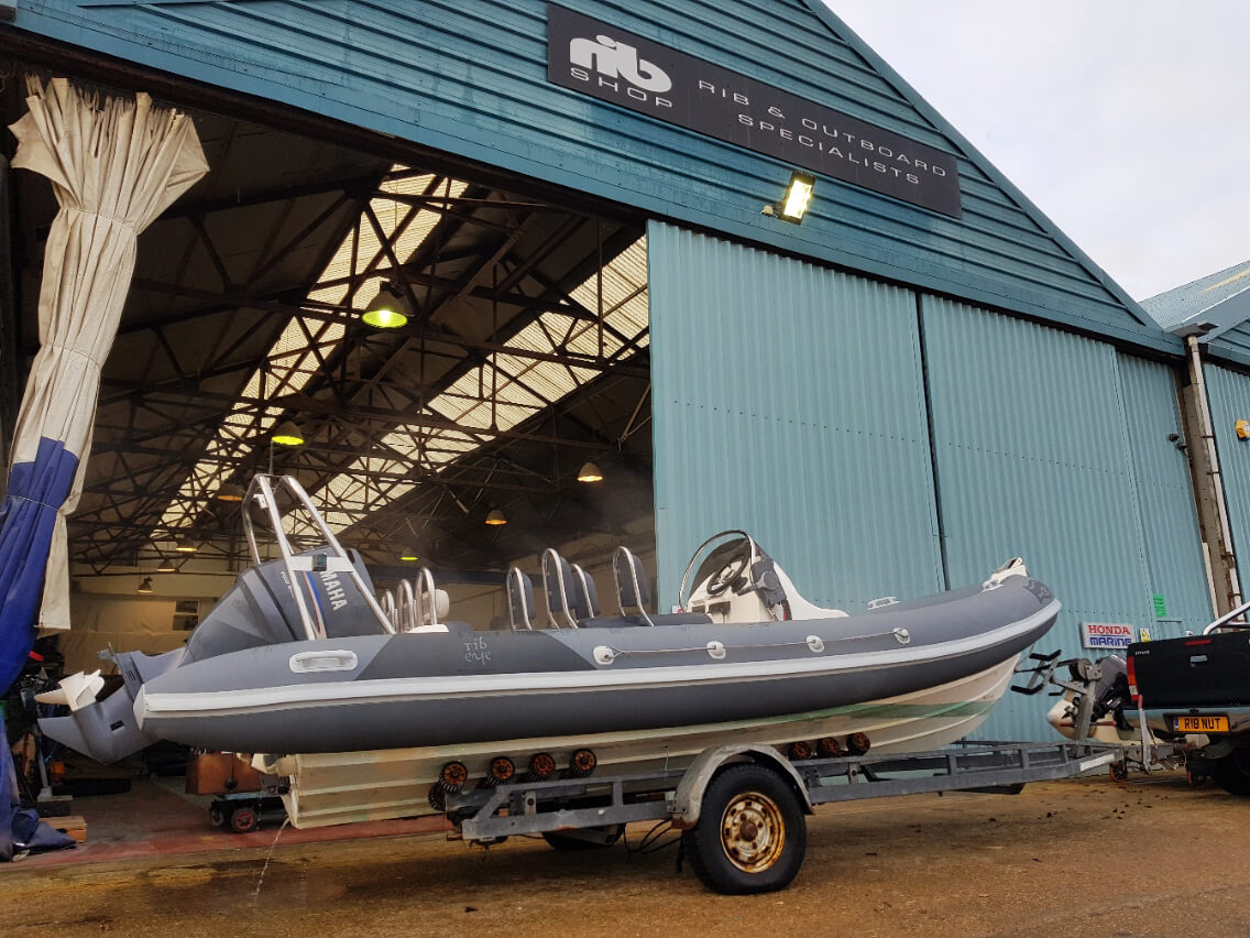 6m Ribeye in military grey fabric impression - Rib Shop Ltd