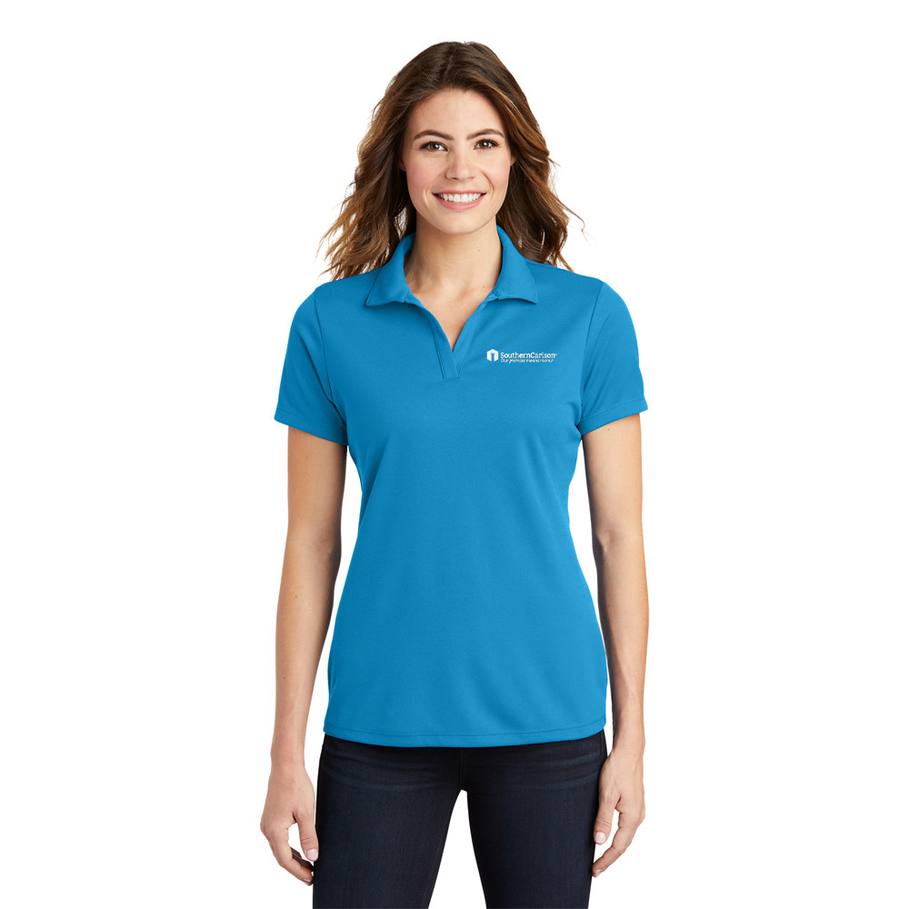 SouthernCarlson Ladies RacerMesh Polo - Pond Blue w/White Logo ...