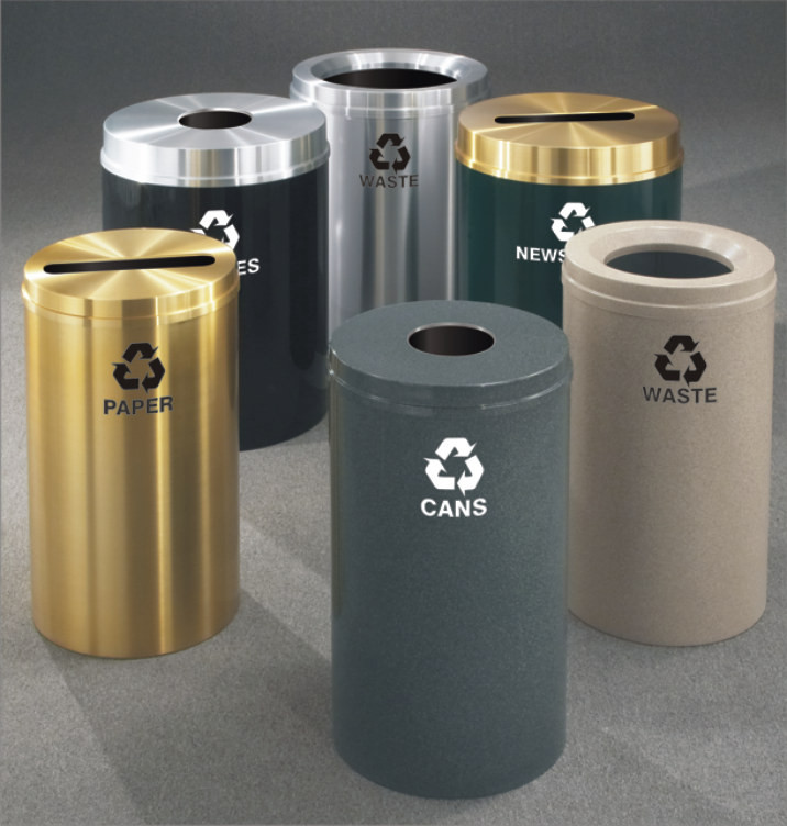 Metal Recycling Trash Can in 29 Colors and 3 Sizes