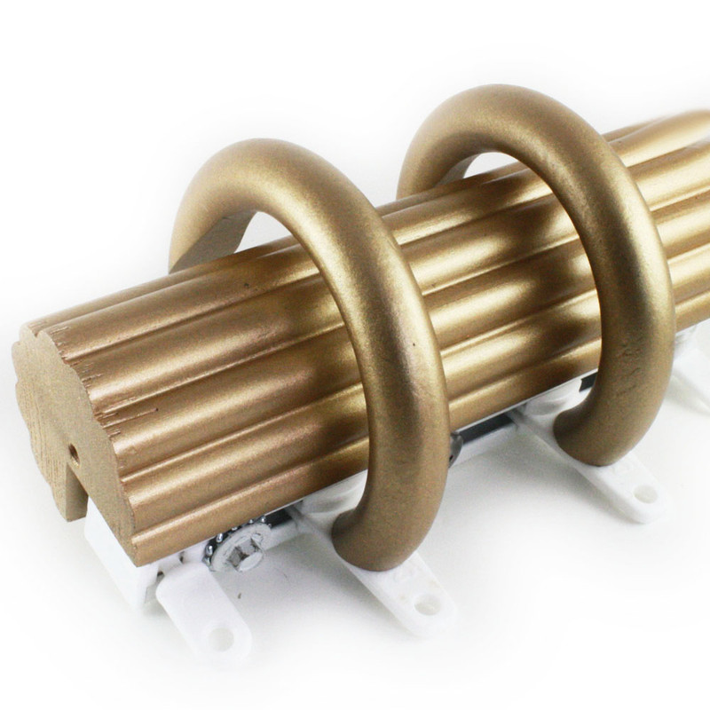 Cord Drawn Reeded Rod Gold 2 Inch Diameter with Rings - Susan Goldstick