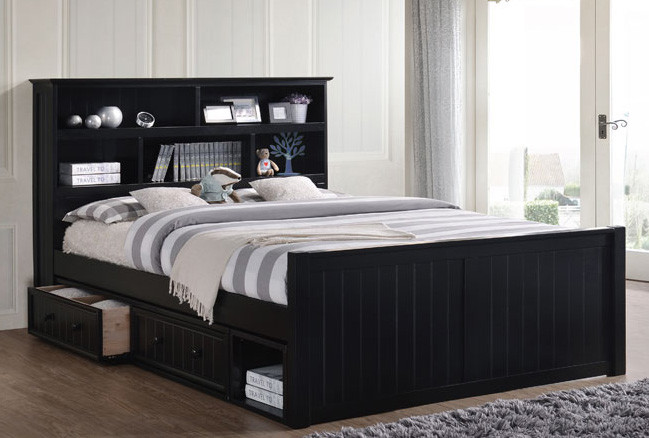 Dillon Wood Bead Board Queen Captains Bed
