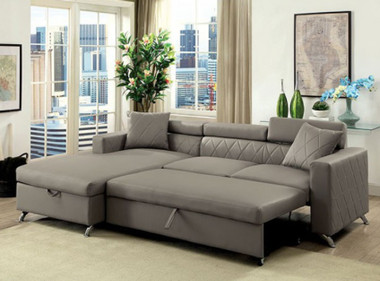 Dayna CM6292 Gray Sectional Sofa with Pull Out Bed