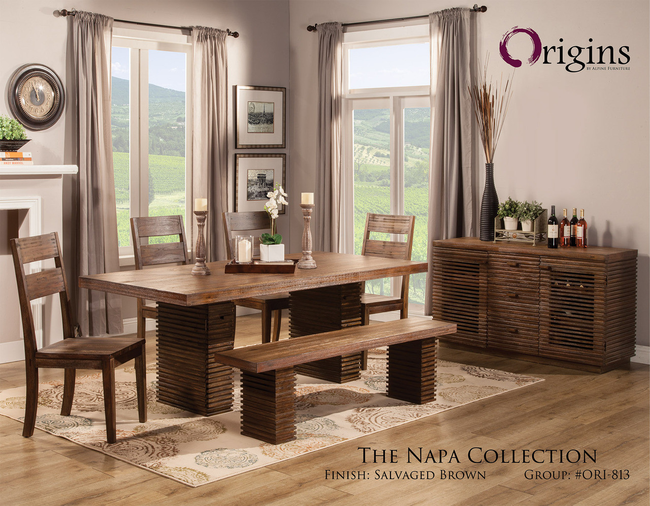 Napa Salvaged Brown Dining Set from Origins by Alpine Furniture