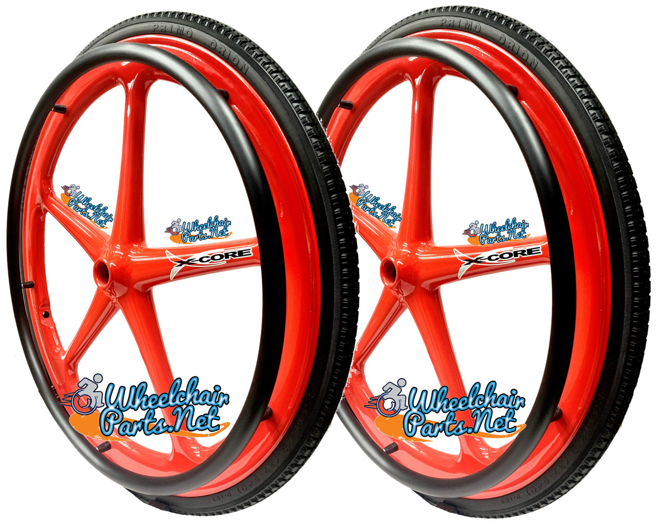Set of 2 X-CORE Wheels 24" (540) RED Color With PRIMO STREET Tires ...