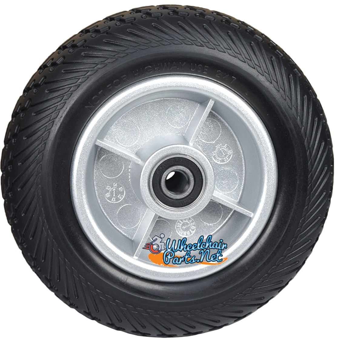 7"x2" Black Flat-Free Front Wheel Assembly with Silver Rim for the Go ...