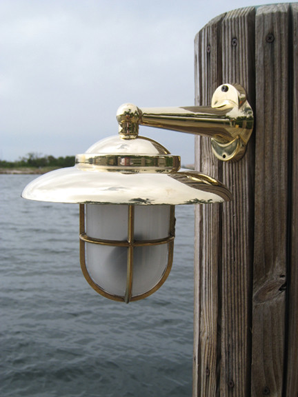 Brass Wall Mount Caged Nautical Light - Dock Lights