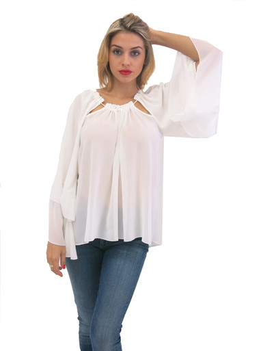 Elan Blouse Ivory | Shop Boutique Flirt