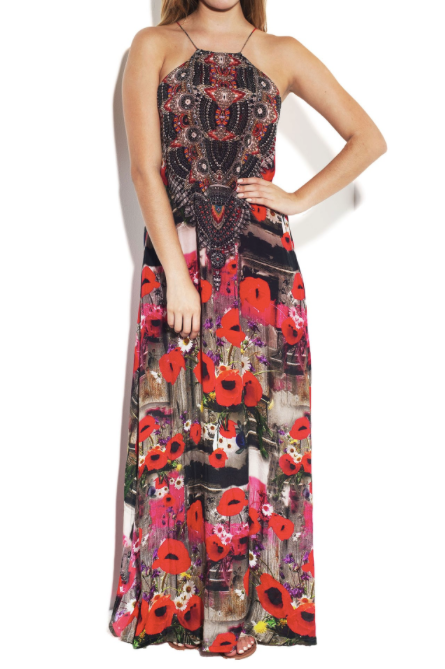 Parides Drawstring Maxi Dress Red Poppy | Shop Boutique Flirt