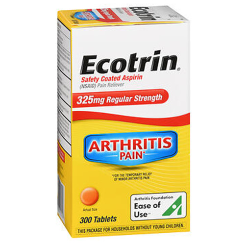 Ecotrin Safety Coated Aspirin 325 mg Regular Strength Pain Reliever ...