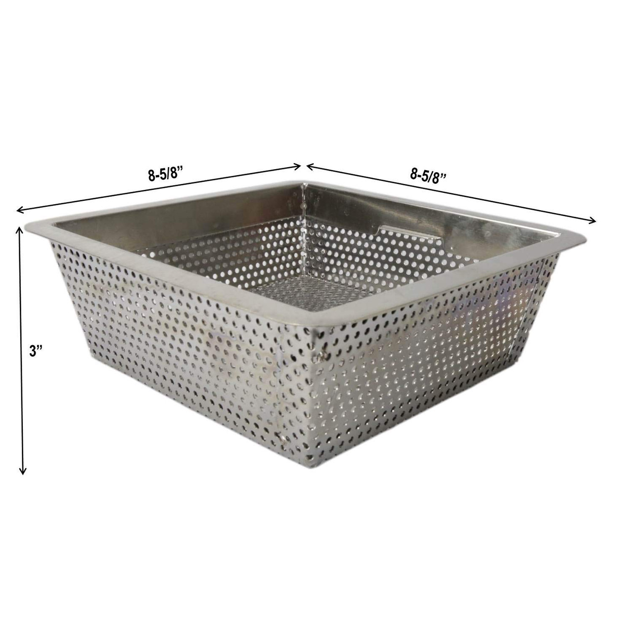 8.5" x 8.5" x 3" Stainless Steel Perforated Drain Bucket - Drain-Net ...