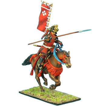 SAM021 Mounted Samurai Charging with Yari and Sashimono - Takeda Clan ...