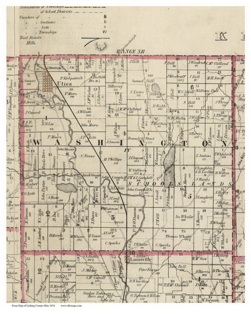 Washington, Ohio 1854 Old Town Map Custom Print - Licking Co. - OLD MAPS