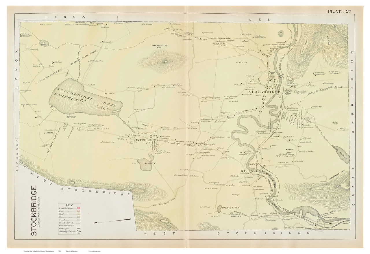 Stockbridge, Massachusetts 1904 Old Town Map Reprint - Berkshire Co ...
