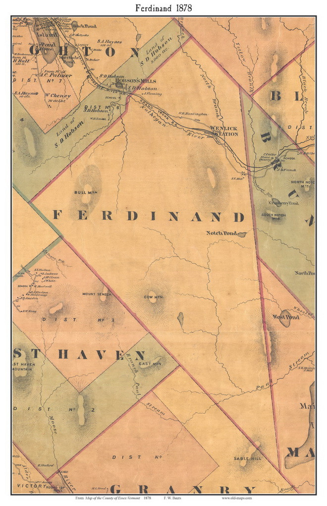 Ferdinand, Vermont 1878 Old Town Map Custom Print - Essex Co. - OLD MAPS