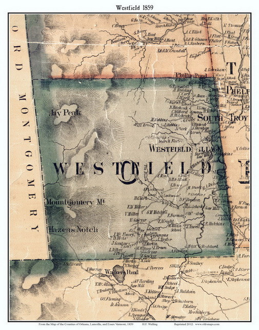 Westfield, Vermont 1859 Old Town Map Custom Print - Orleans Co. - OLD MAPS