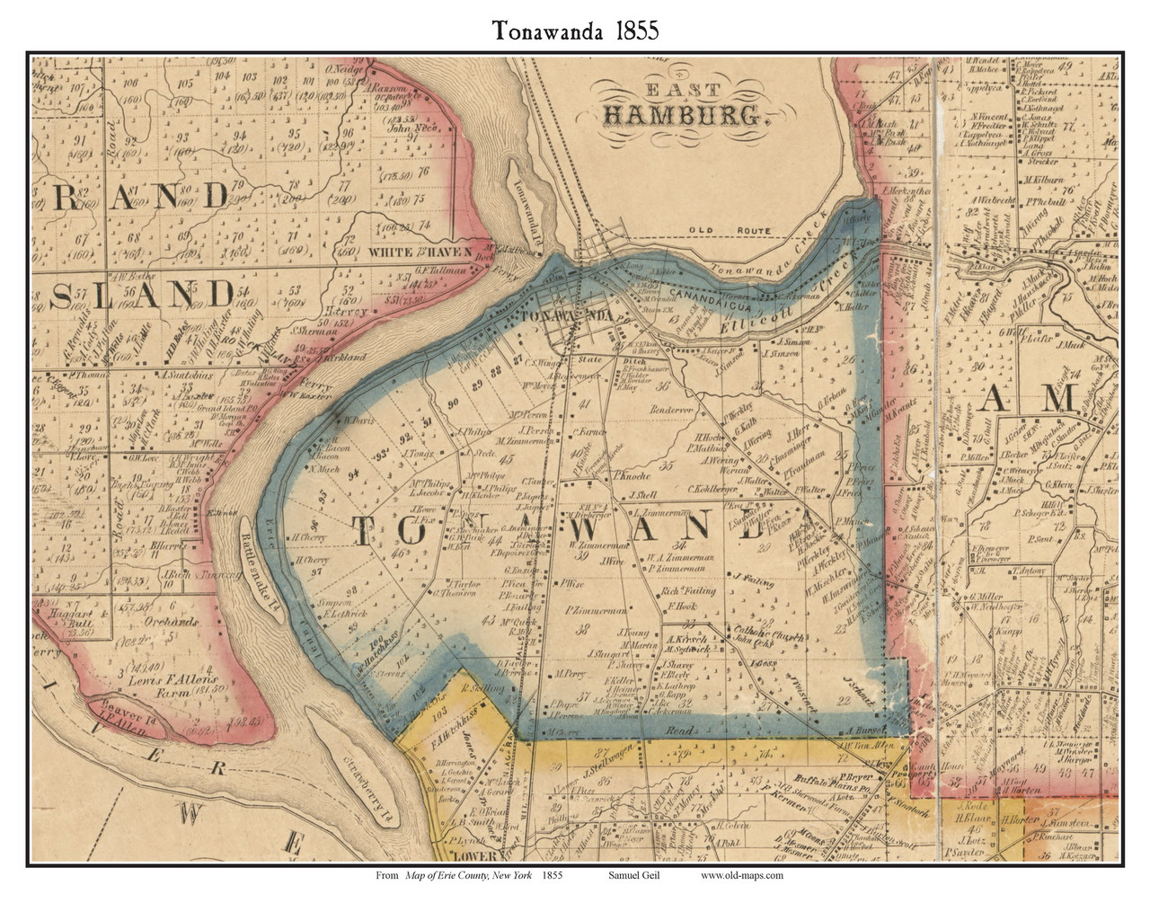 Tonawanda, New York 1855 Old Town Map Custom Print - Erie Co. - OLD MAPS