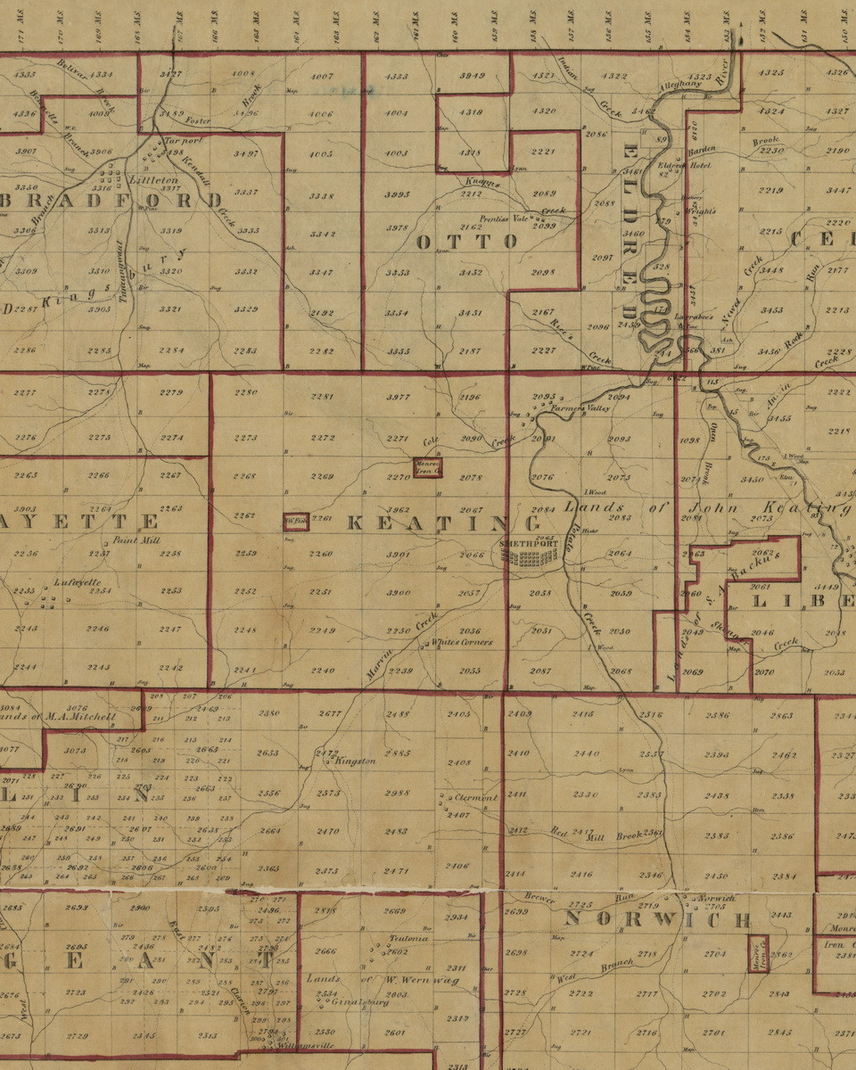 Keating Township, Pennsylvania 1856 Old Town Map Custom Print - McKean ...