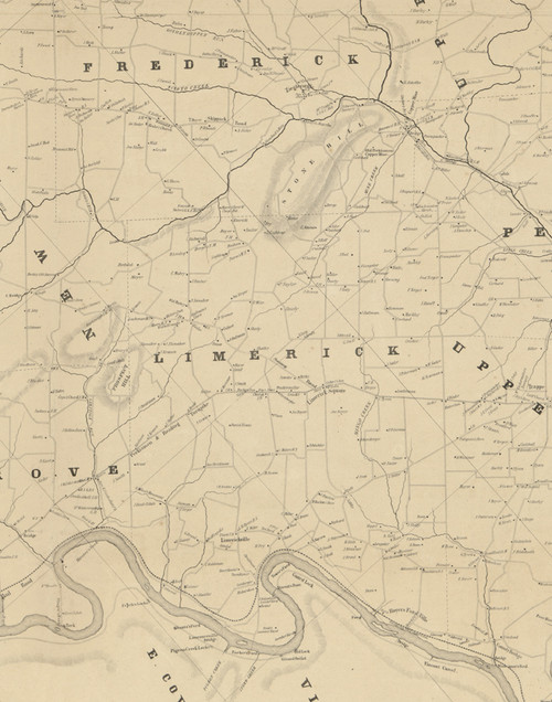 Limerick Township, Pennsylvania 1849 Old Town Map Custom Print ...