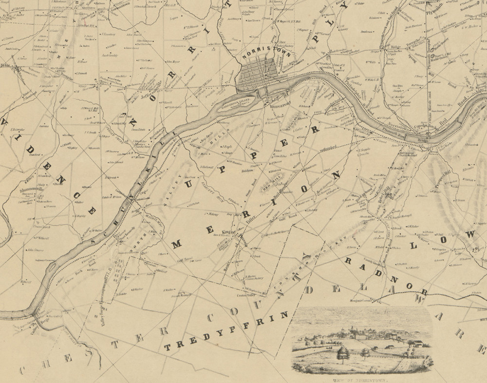Upper Merion Township, Pennsylvania 1849 Old Town Map Custom Print ...